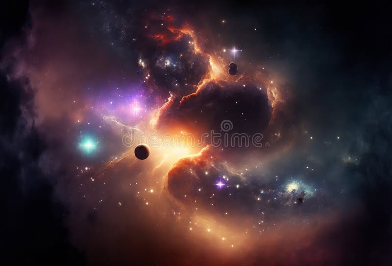 Abstract Outer Space Endless Nebula Galaxy Background. Generative Ai ...