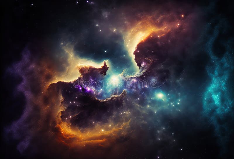 Abstract Outer Space Endless Nebula Galaxy Background. Generative Ai ...
