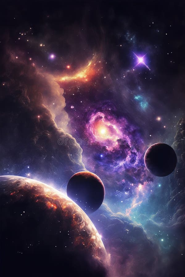 Abstract Outer Space Endless Nebula Galaxy Background. Generative Ai ...