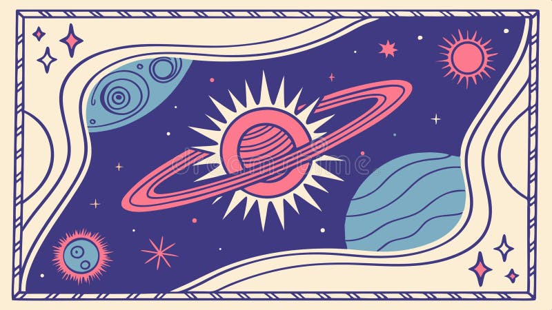 Abstract Outer Space Scene with Planets, Stars, and Meteor Vector ...