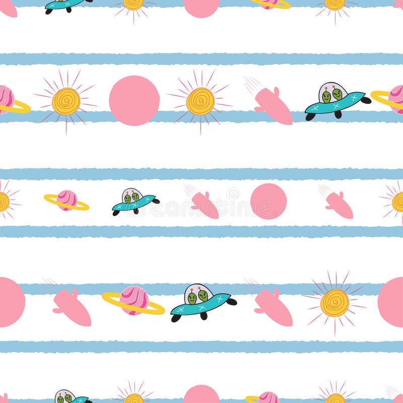 Abstract Outer Space Seamless Pattern with Blue Stripes Stock Vector ...