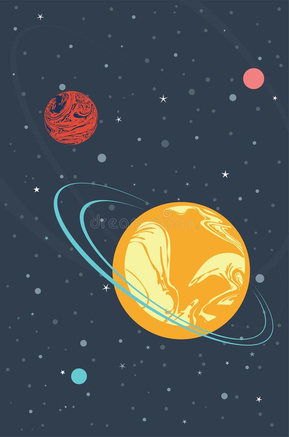 Starry Space and Planets Retro Stock Vector - Illustration of astrology ...