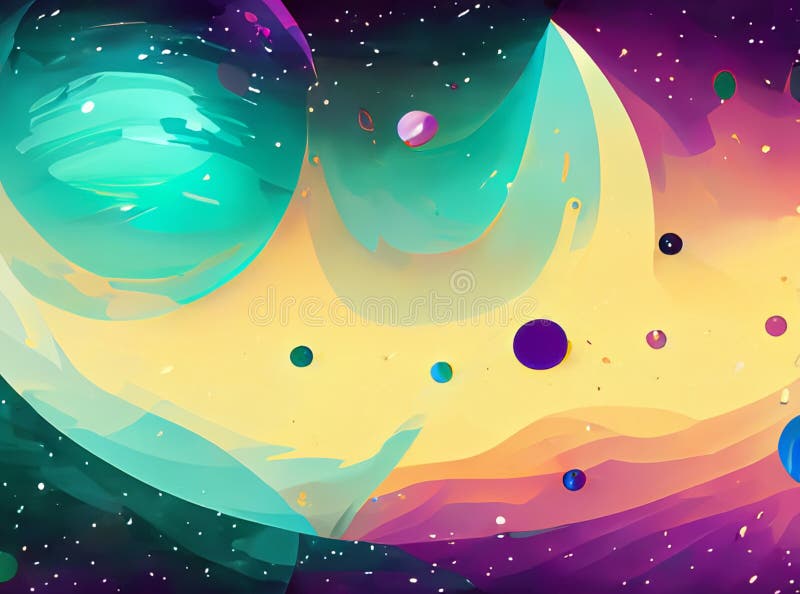 Abstract Outer Space Wallpaper, Cosmos or Space Background in Cartoon ...