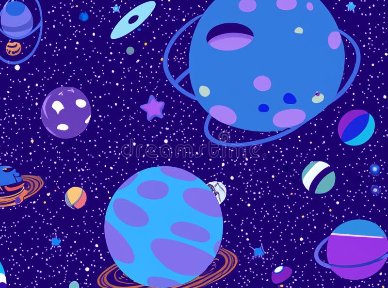 Abstract Outer Space Wallpaper, Cosmos or Space Background in Cartoon ...