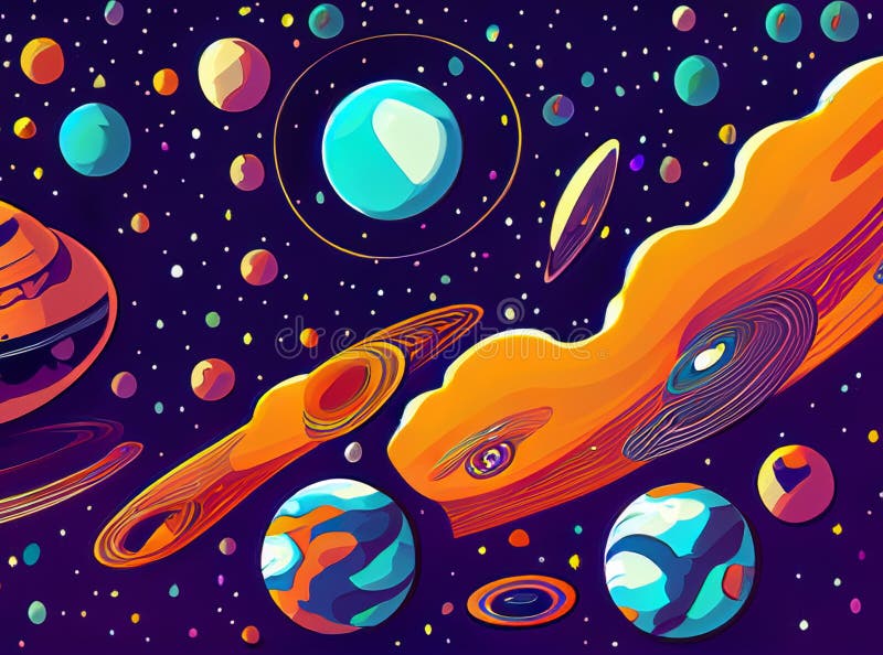 Abstract Outer Space Wallpaper Cosmos Or Space Background In Cartoon Style Created With