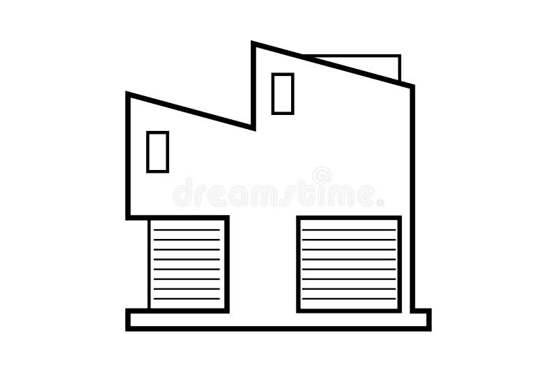 Abstract Outline Drawing, Modern Office Building Vector Illustration ...