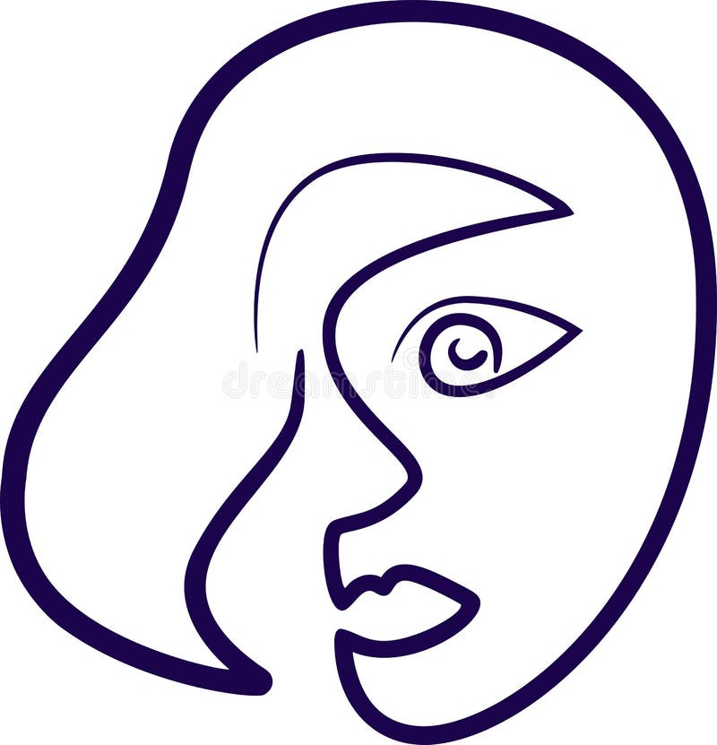 Outline Man Face Drawn by a Continuous Line Stock Illustration ...
