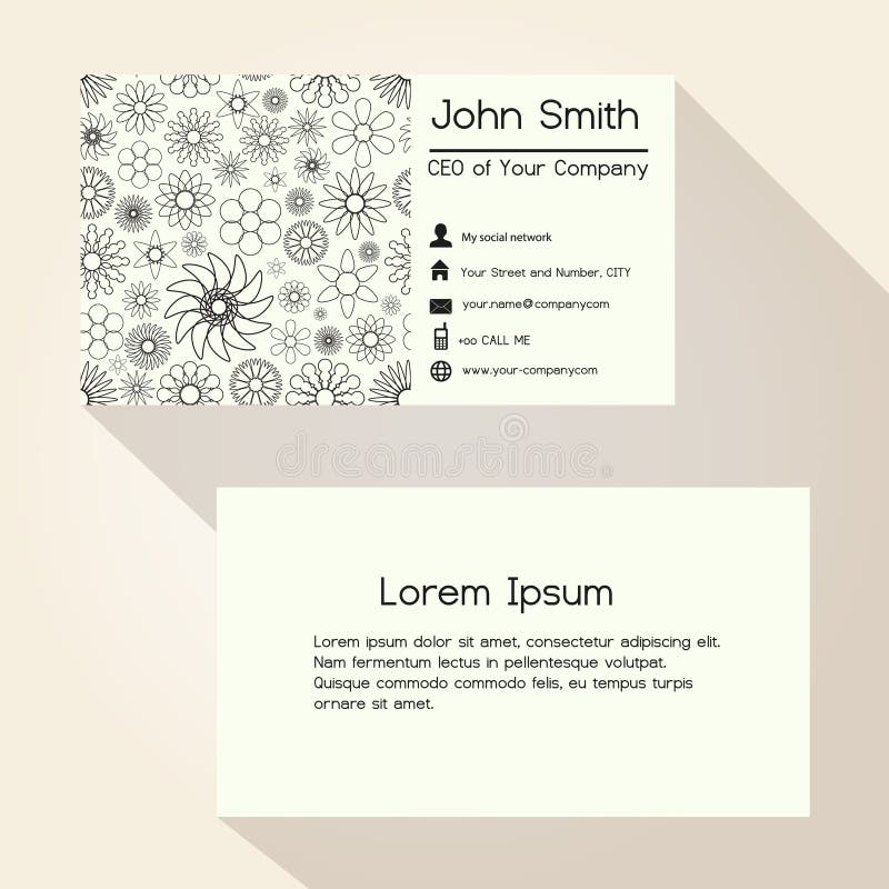 Abstract Outline Flowers Business Card Design Eps10 Stock Vector ...