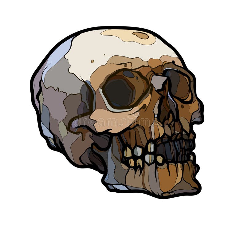 Abstract Outline Old Human Skull Stock Vector - Illustration of devil ...
