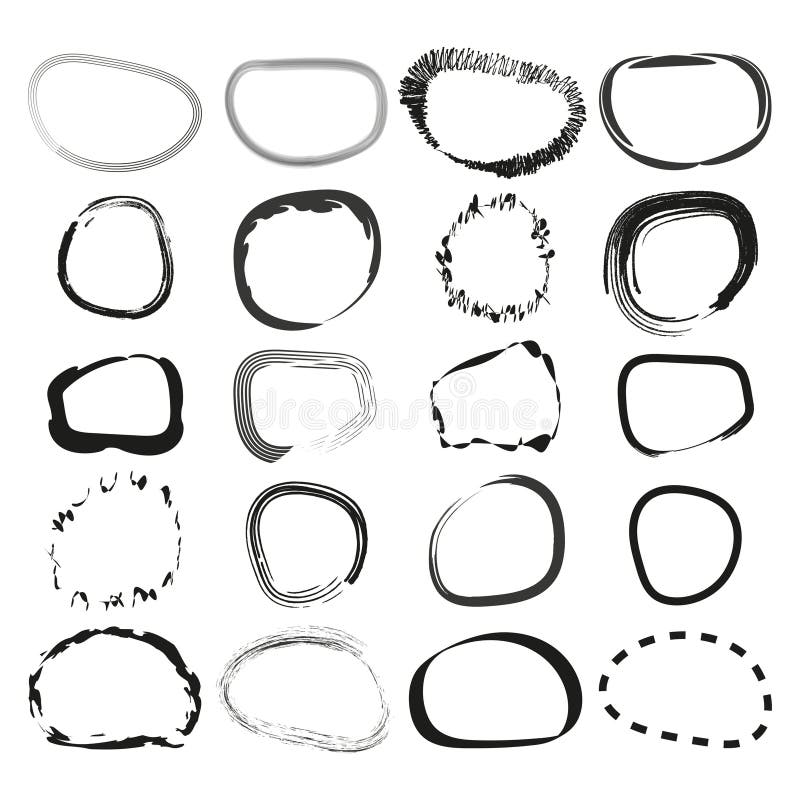Abstract Oval Frames. Hand Drawn Vector Shapes. Artistic Borders Set ...