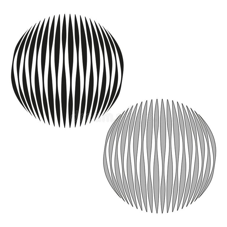 Abstract Oval Shape. Black Optical Illusion. Gray Curved Structure ...