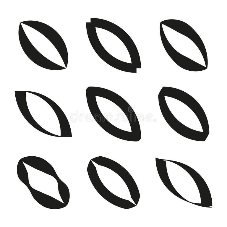 Abstract Oval Shapes. Geometric Cutout Forms. Bold Black Patterns ...