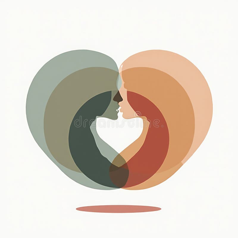 Abstract Overlapping Circles Representing Two Connected Souls on a ...