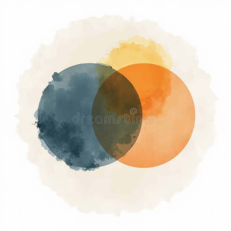 Abstract Overlapping Circles Representing Two Connected Souls on a ...