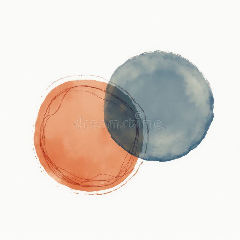 Abstract Overlapping Circles Representing Two Connected Souls on a ...