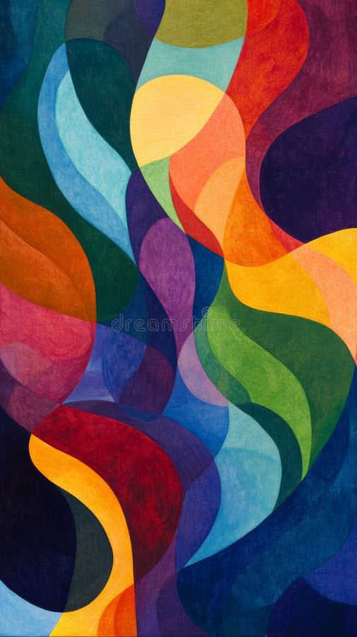 Abstract Overlapping Colorful Wave Patterns Stock Photo - Image of ...