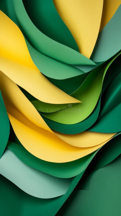 Abstract Overlapping Green and Yellow Paper Layers Stock Photo - Image ...