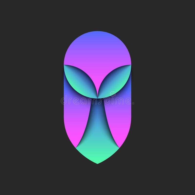 Abstract Owl Bird Logo, Paper Cut Design. Sitting Bird with Folded ...