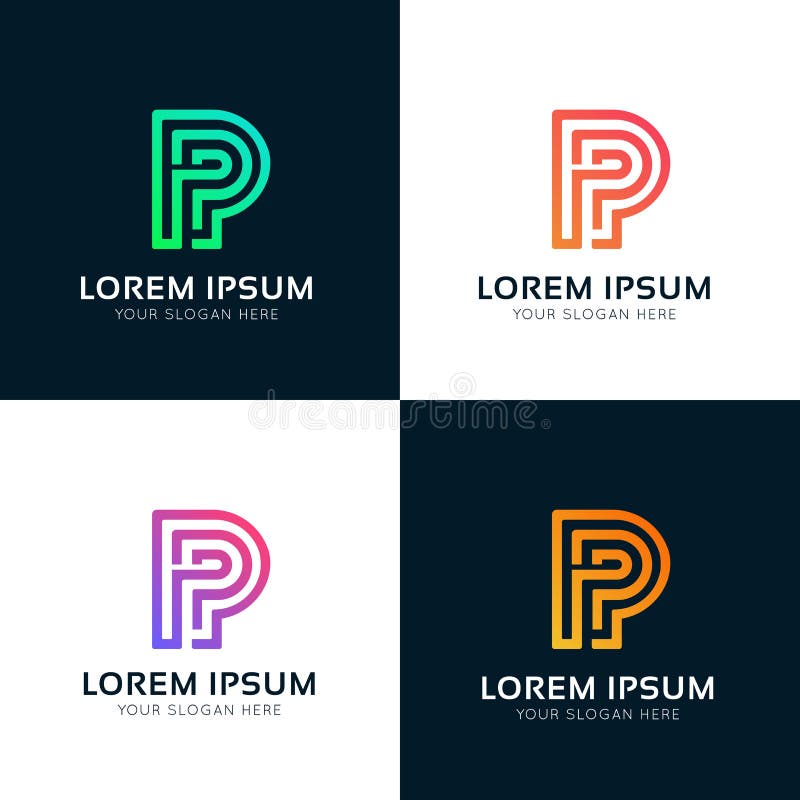 Abstract P Letter Line Sign Icon Vector Logo Design Stock Vector ...