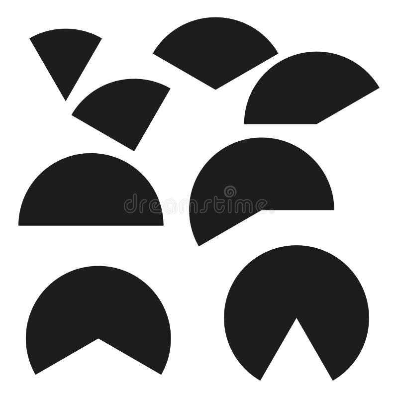 Abstract Pacman Shapes. Geometric Game Elements. Monochrome Pie ...