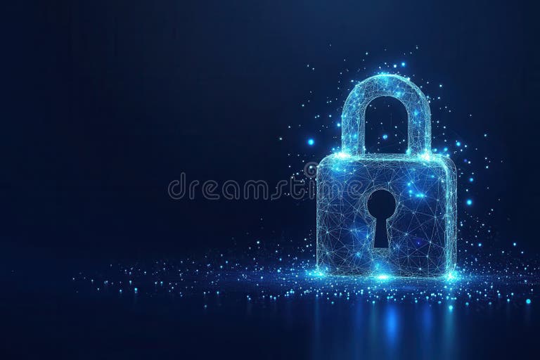 Abstract Padlock Digital Security Network Concept Data Protection Stock Illustration ...