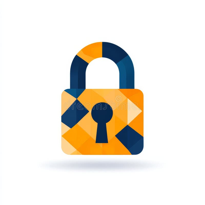 Abstract Padlock with Geometric Patterns in Blue and Yellow ...