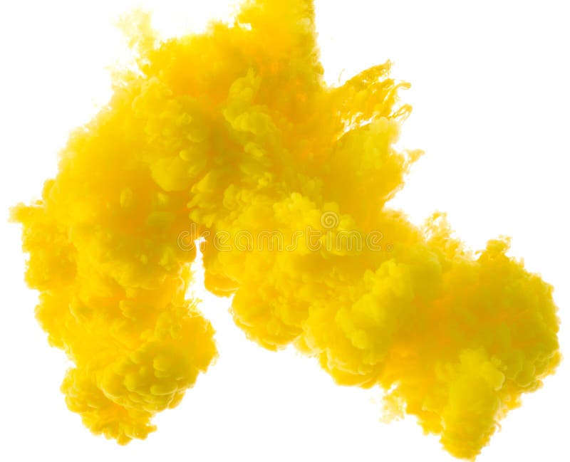 Abstract Paint Background Color Yellow Ink Splash in the Water Isolated ...