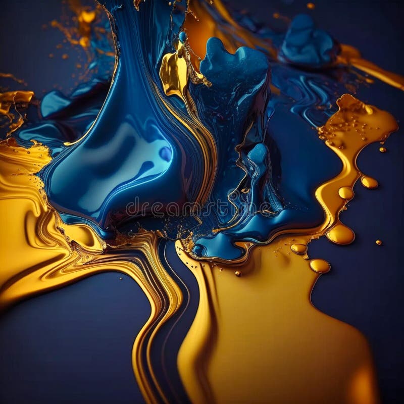 Abstract Paint Background Deep Blue and Gold, Generative AI Stock ...