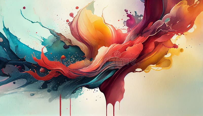 Abstract Paint Background with Multi Colored Watercolor Painting ...