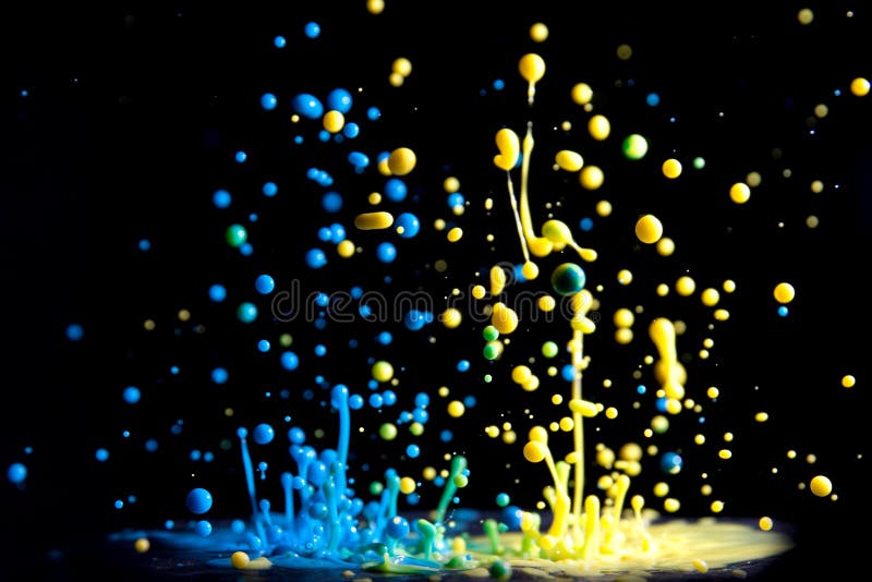 Abstract Paint Dance Blue Yellow Stock Photo - Image of droplets ...