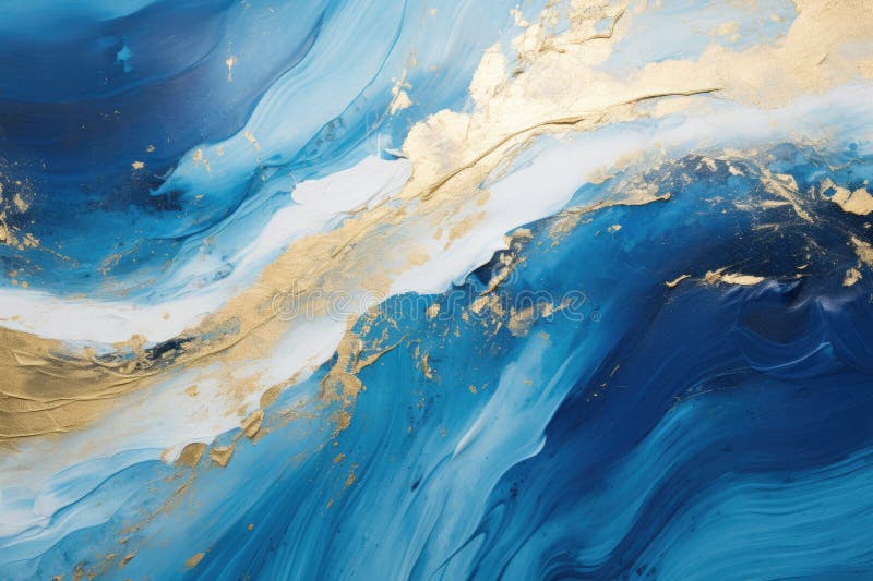 Abstract Paint and Gold on an Ocean Wave Canvas Wall Art Stock Image ...