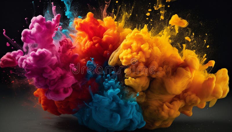 Abstract Paint in Motion, Colors Exploding, Wave of Water Blue ...