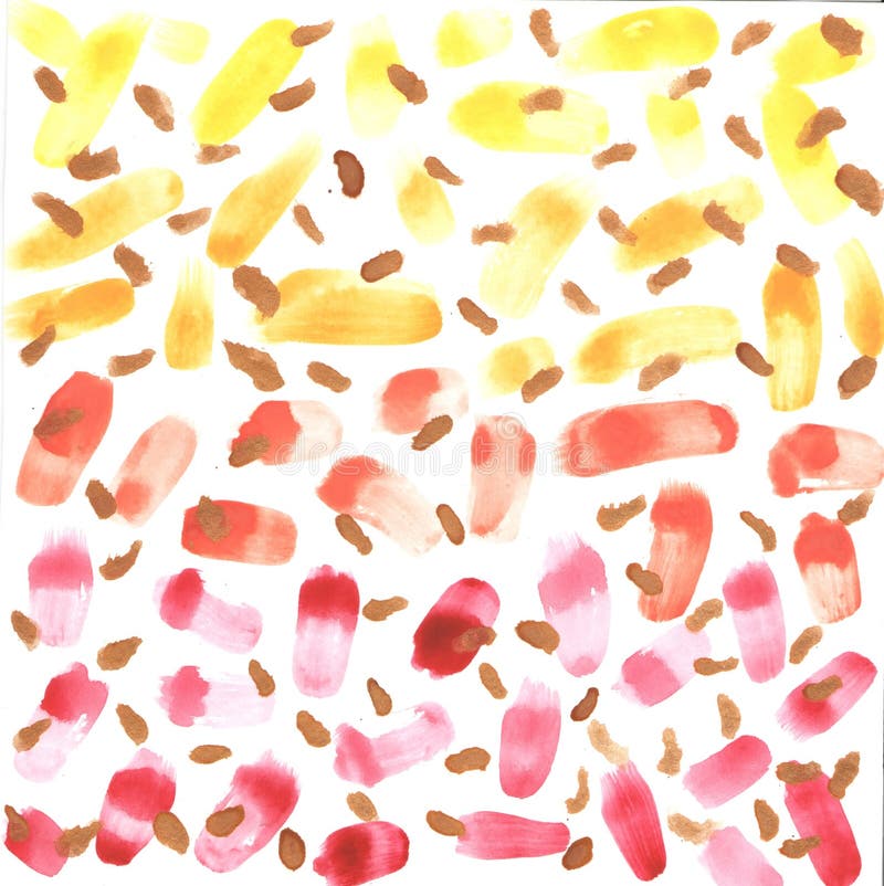 Abstract Paint Pattern on White Background Red and Yellow Dots Stripes ...