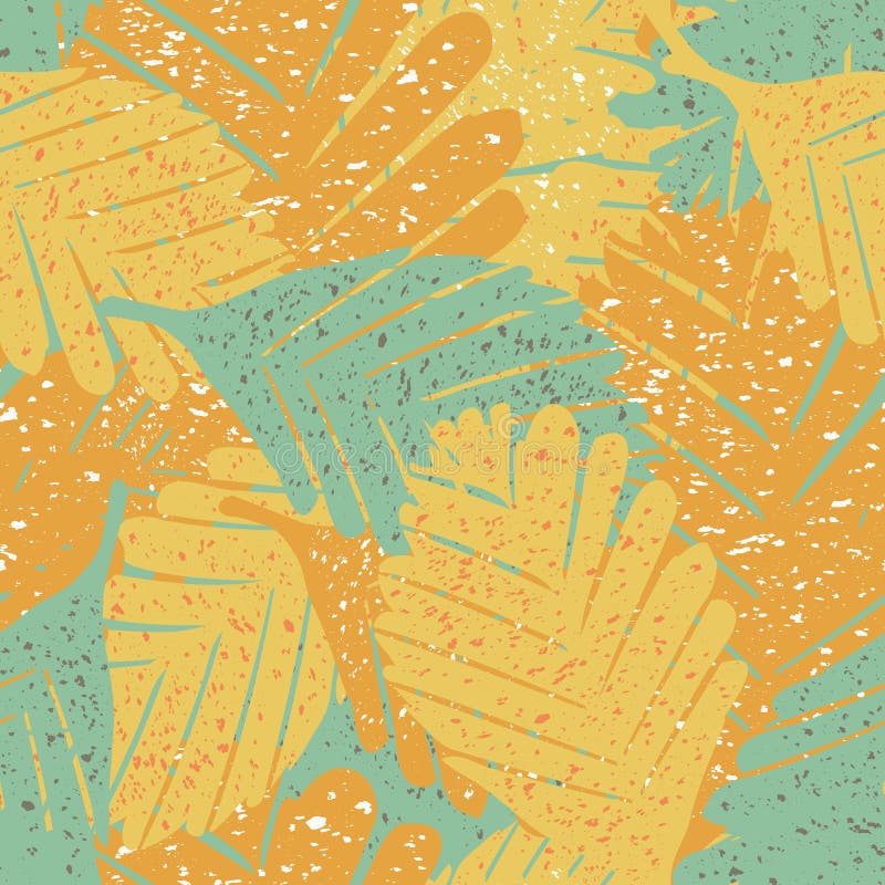 Abstract Paint Spatter Tropical Leaves Seamless Vector Pattern ...
