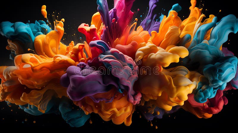 Abstract Paint Splash on a Black Background Artistic Color Explosion ...