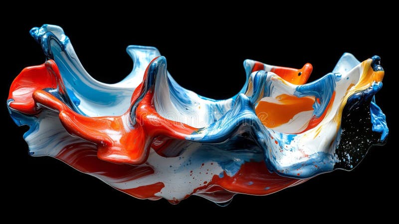 Abstract Paint Splash with Red Blue White Orange Stock Illustration ...