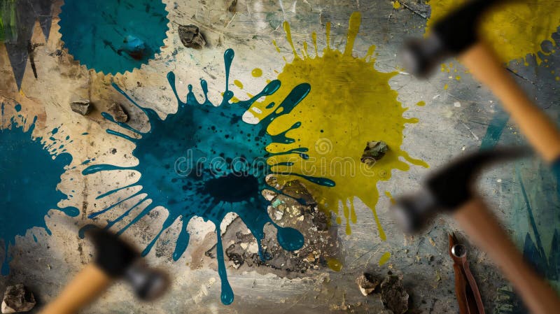 Abstract Paint Splatter Background with Hammers, High Quality Image ...