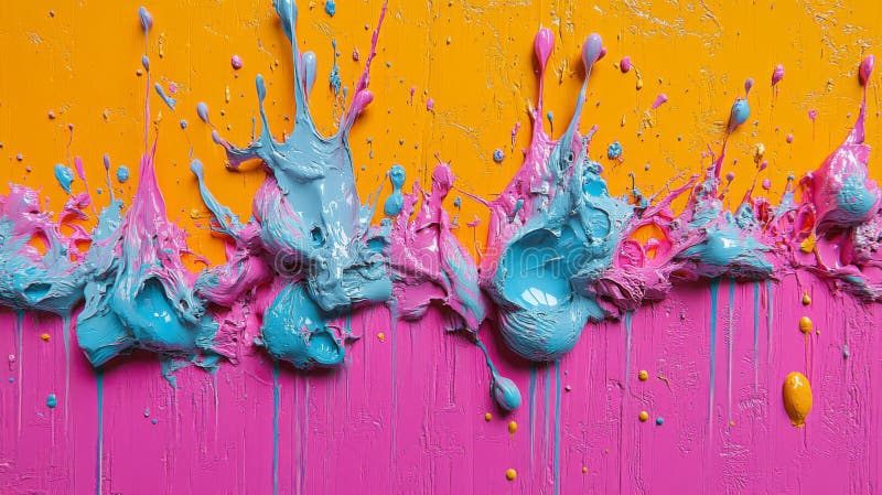 Abstract Paint Splatter Background with Pink, Orange, and Blue Stock ...