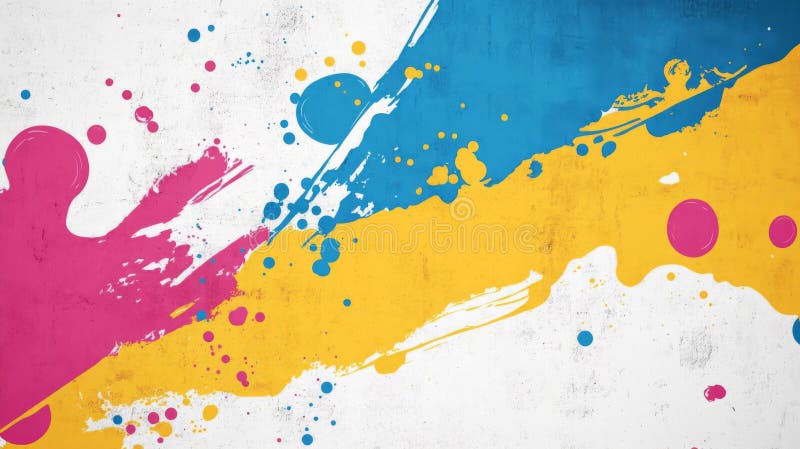 Abstract Paint Splatter Background with Pink Yellow and Blue Stock ...