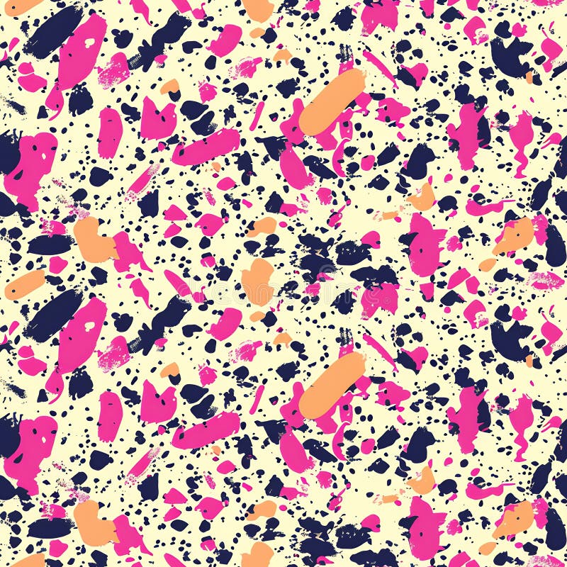 Abstract Paint Splatter Pattern in Pink Blue and Yellow Stock ...