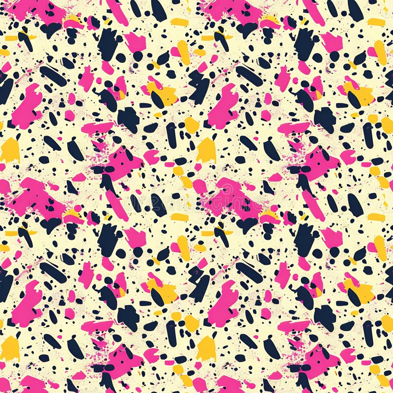 Abstract Paint Splatter Pattern in Pink Yellow and Blue Stock ...
