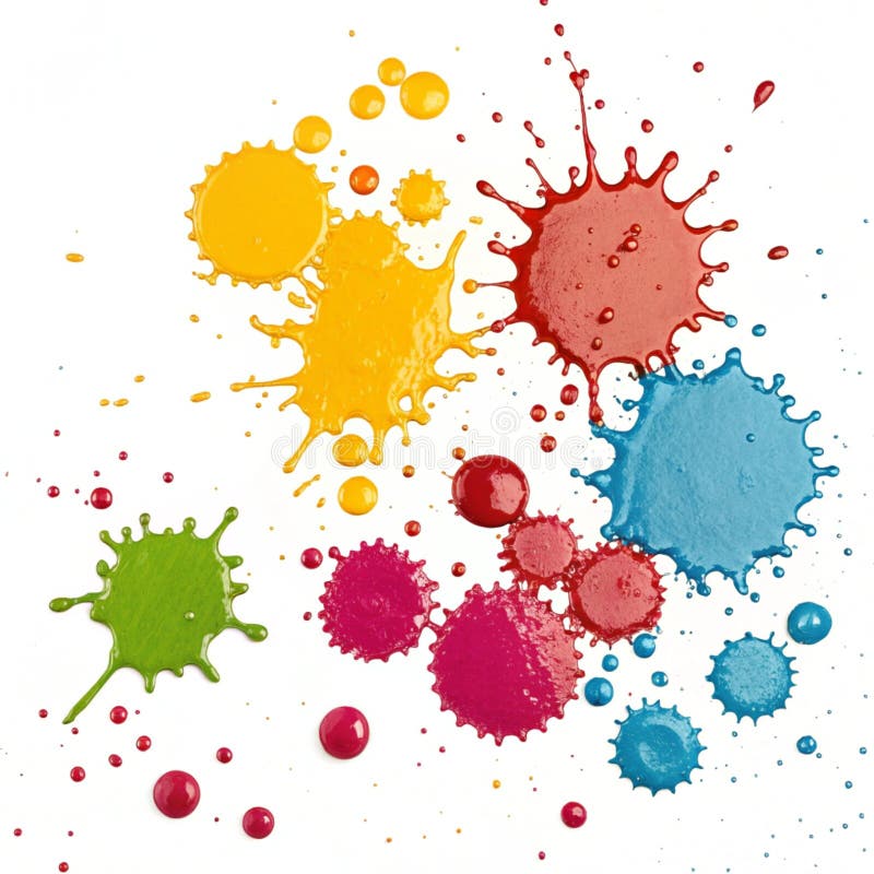 Abstract Paint Splatter Patterns Isolated on White Background Stock ...