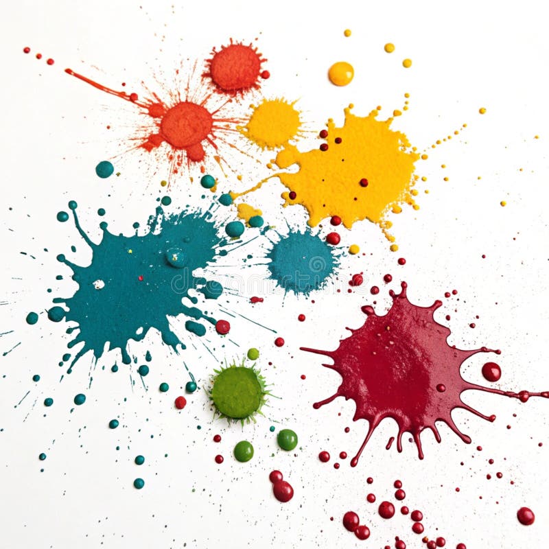 Abstract Paint Splatter Patterns Isolated on White Background Stock ...