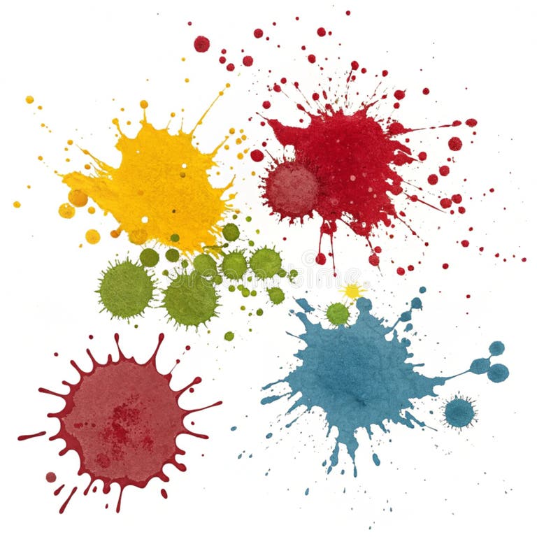 Abstract Paint Splatter Patterns Isolated on White Background Stock ...