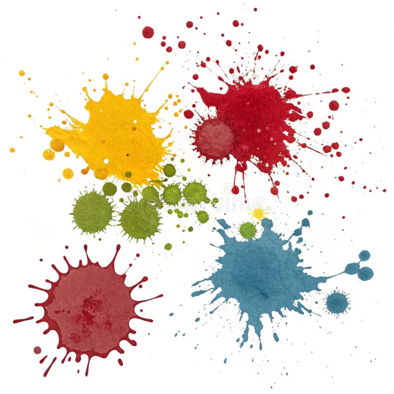 Abstract Paint Splatter Patterns Isolated on White Background Stock ...