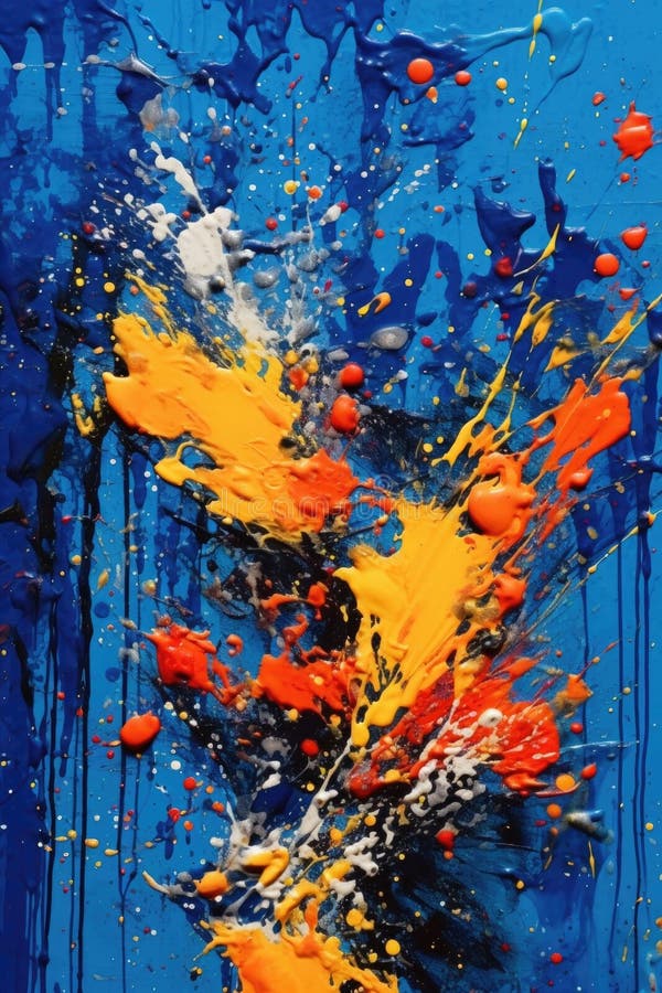 Abstract Paint Splatters on Blue Backdrop Stock Image - Image of modern ...