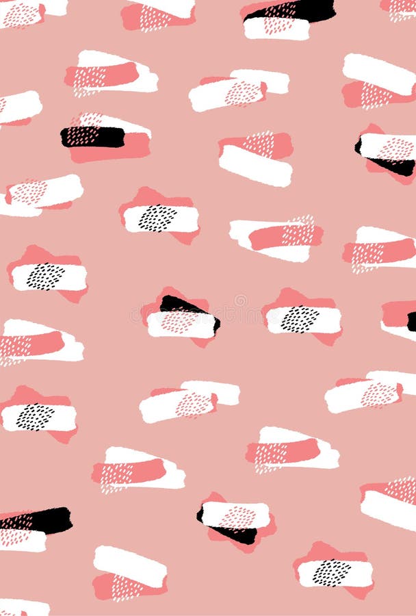 Abstract Random Black Pink and White Paint Stroke Patterns Stock Vector ...