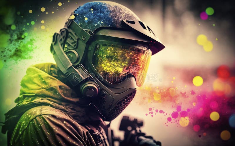 Abstract Paintball Player Full of Paint Stock Illustration ...