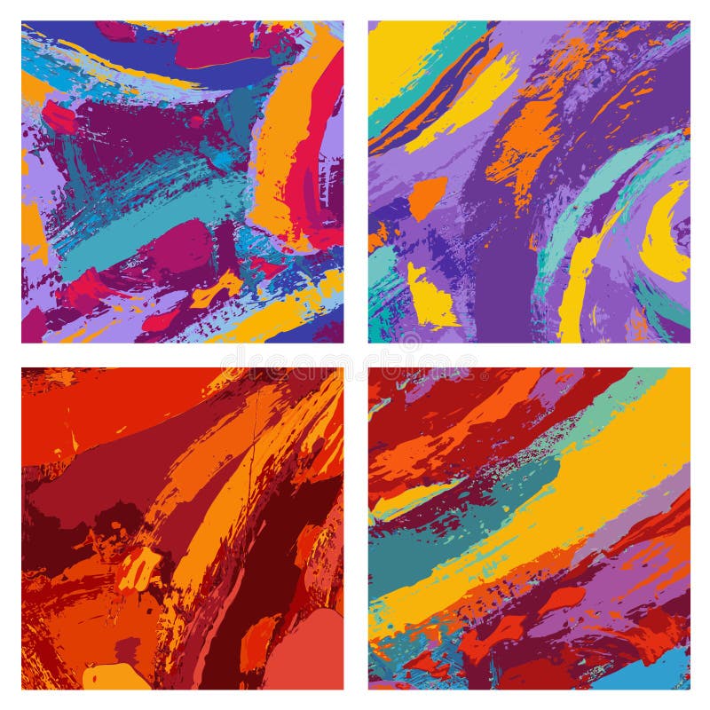 Abstract Paintbrush Painting Colorful Background Design Set Stock ...