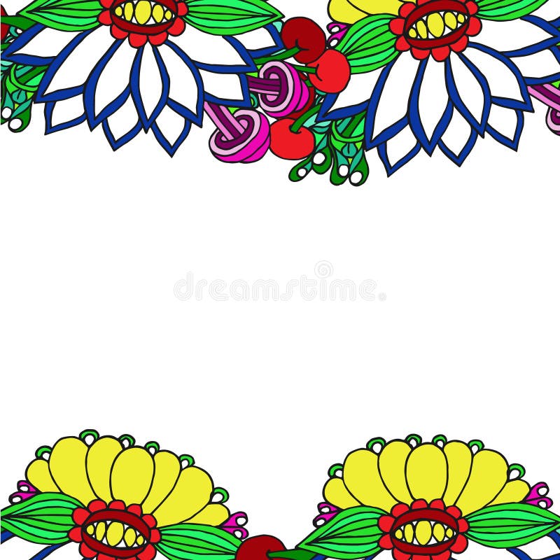 Abstract Painted Border with a Large Flower Stock Illustration ...